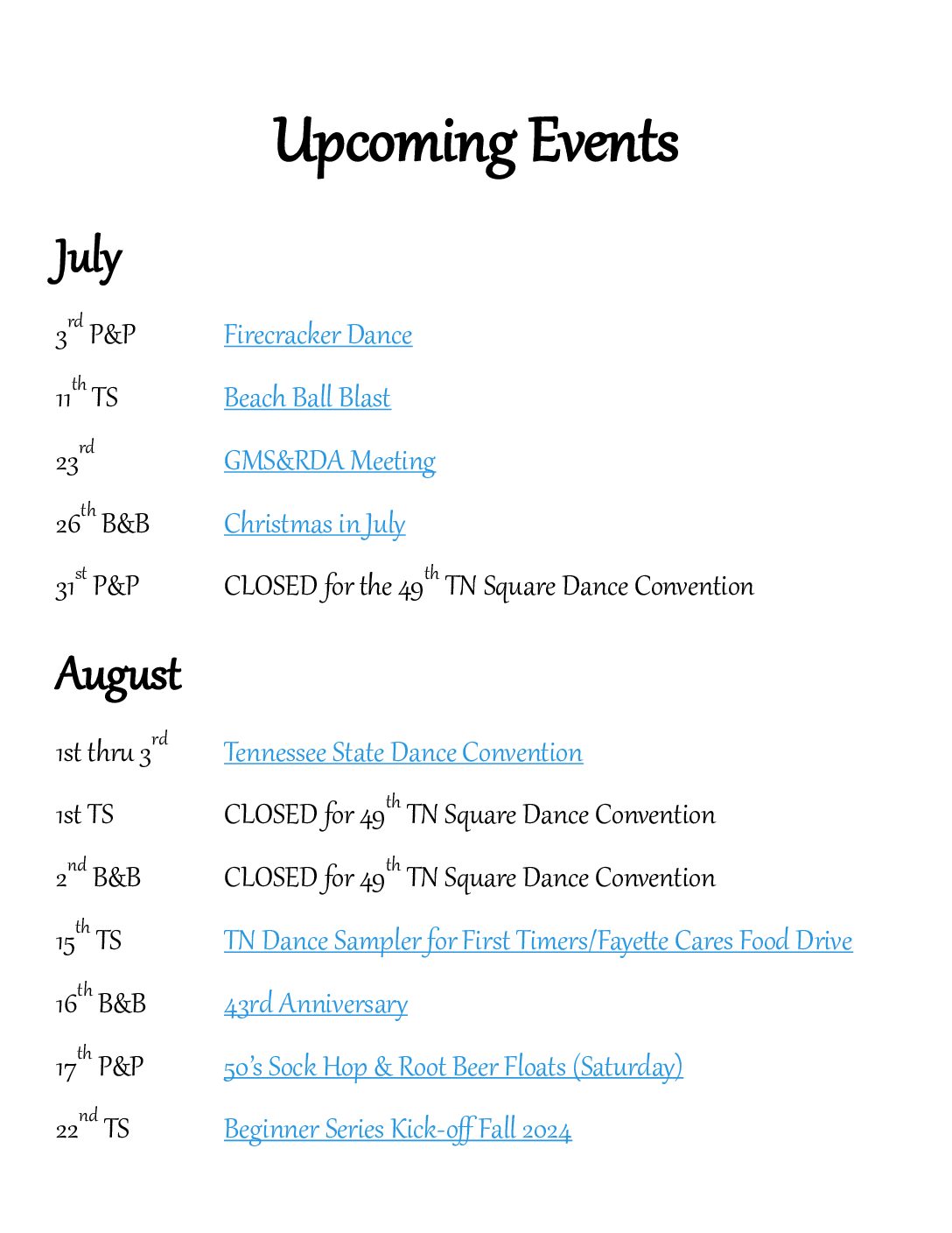 Upcoming Events – Greater Memphis Square & Round Dance Association